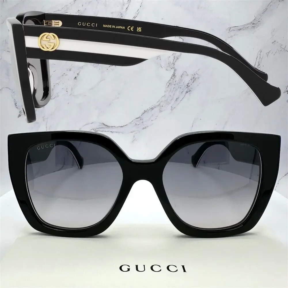 Gucci | Accessories | New Gucci Sunglasses Black Square Gold Metal Gg ...